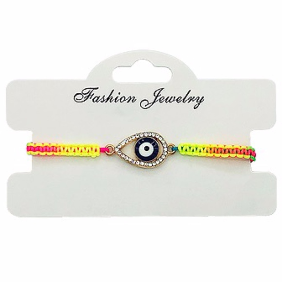 Jewelry | Evil Eye Adjustable Multicolor String Bracelet | Poshmark